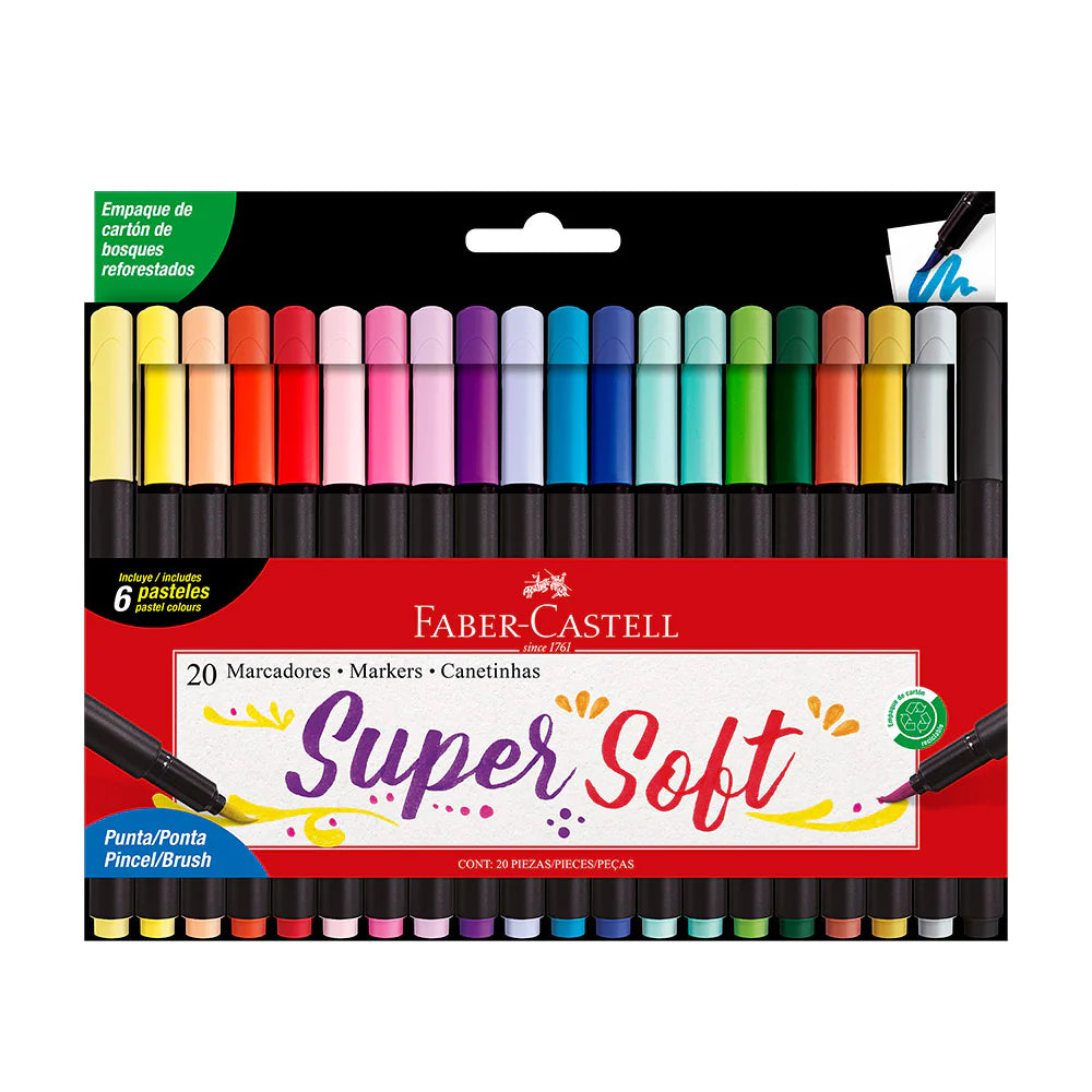 Faber Castell Marcadores Super Soft Punta Brocha x 20 – Faber Castell ...