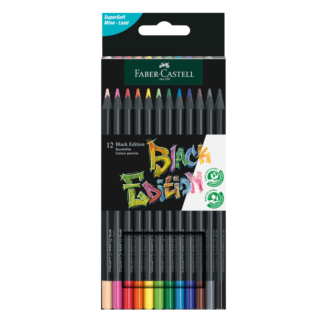 Faber Castell Lápices de Colores Super Soft Black Edition x 12 – Faber ...